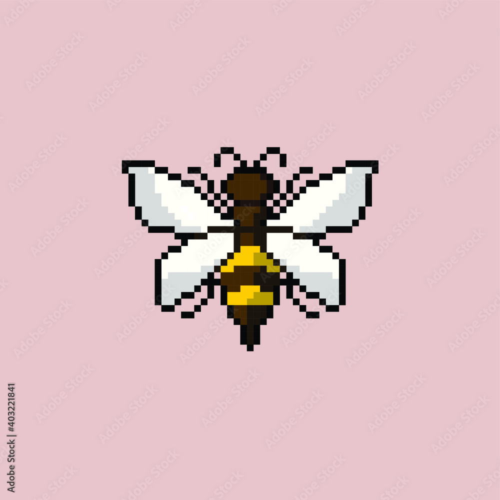 Bee vector illustration in pixel art Stock Vector | Adobe Stock