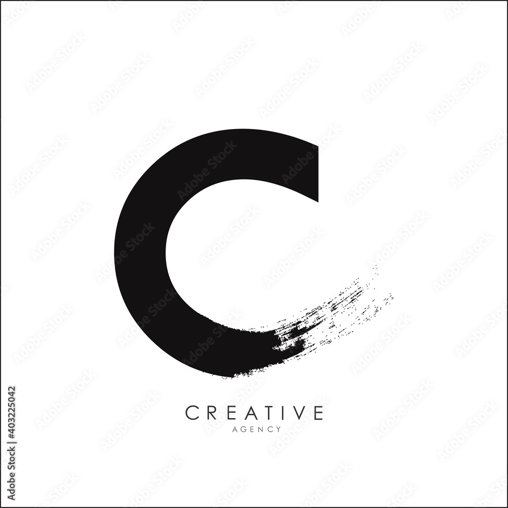 C Brush Stroke Letter Logo Design. Black Paint Logo Letter Icon with ...