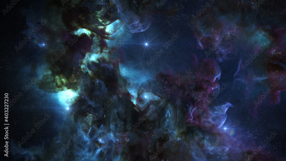 Cosmos Background with Colorful Nebula Clouds and Stars. Galaxy ...