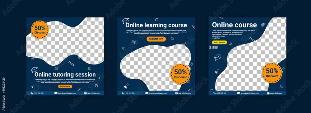 Online courses and classes. Social media post templates for digital ...