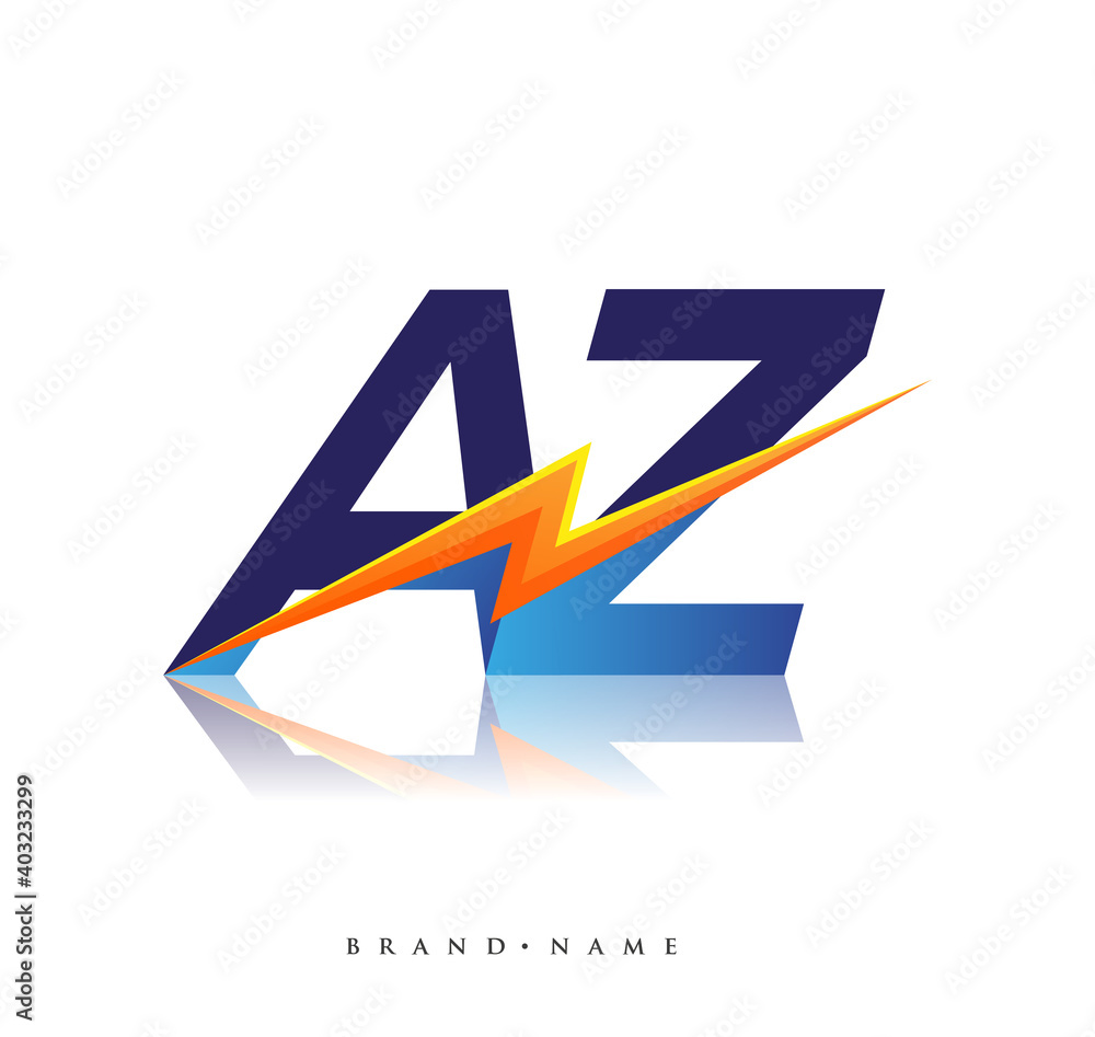 Letter AZ logo with Lightning icon, letter combination Power Energy ...