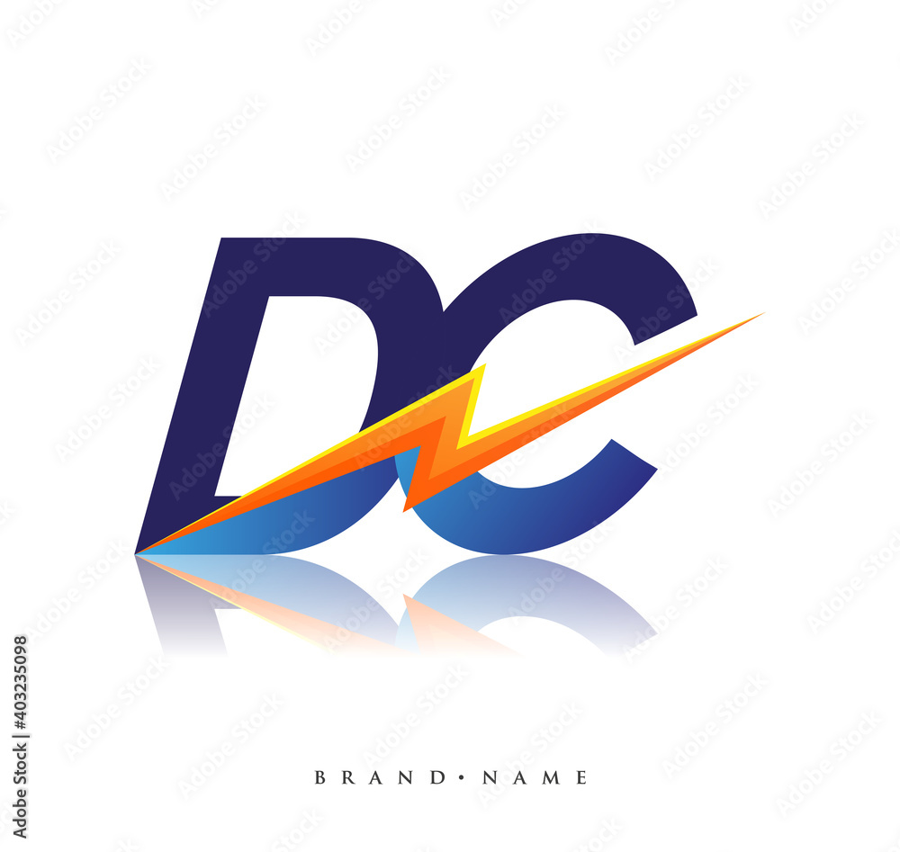 Letter DC logo with Lightning icon, letter combination Power Energy ...