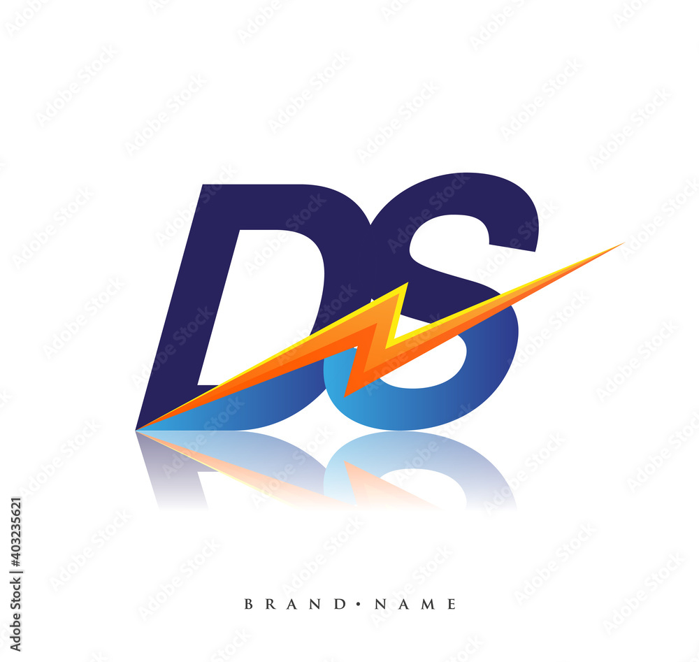 Letter DS logo with Lightning icon, letter combination Power Energy ...
