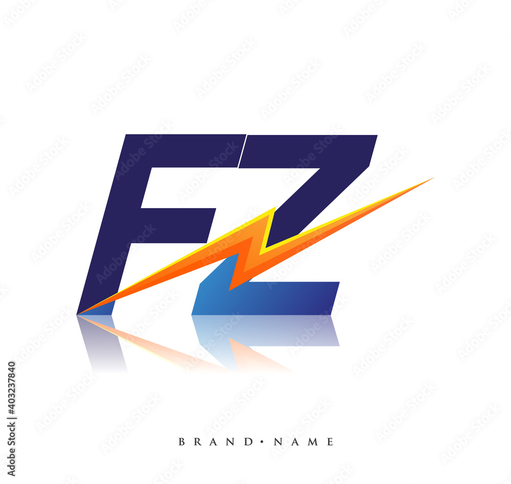 Letter FZ logo with Lightning icon, letter combination Power Energy ...