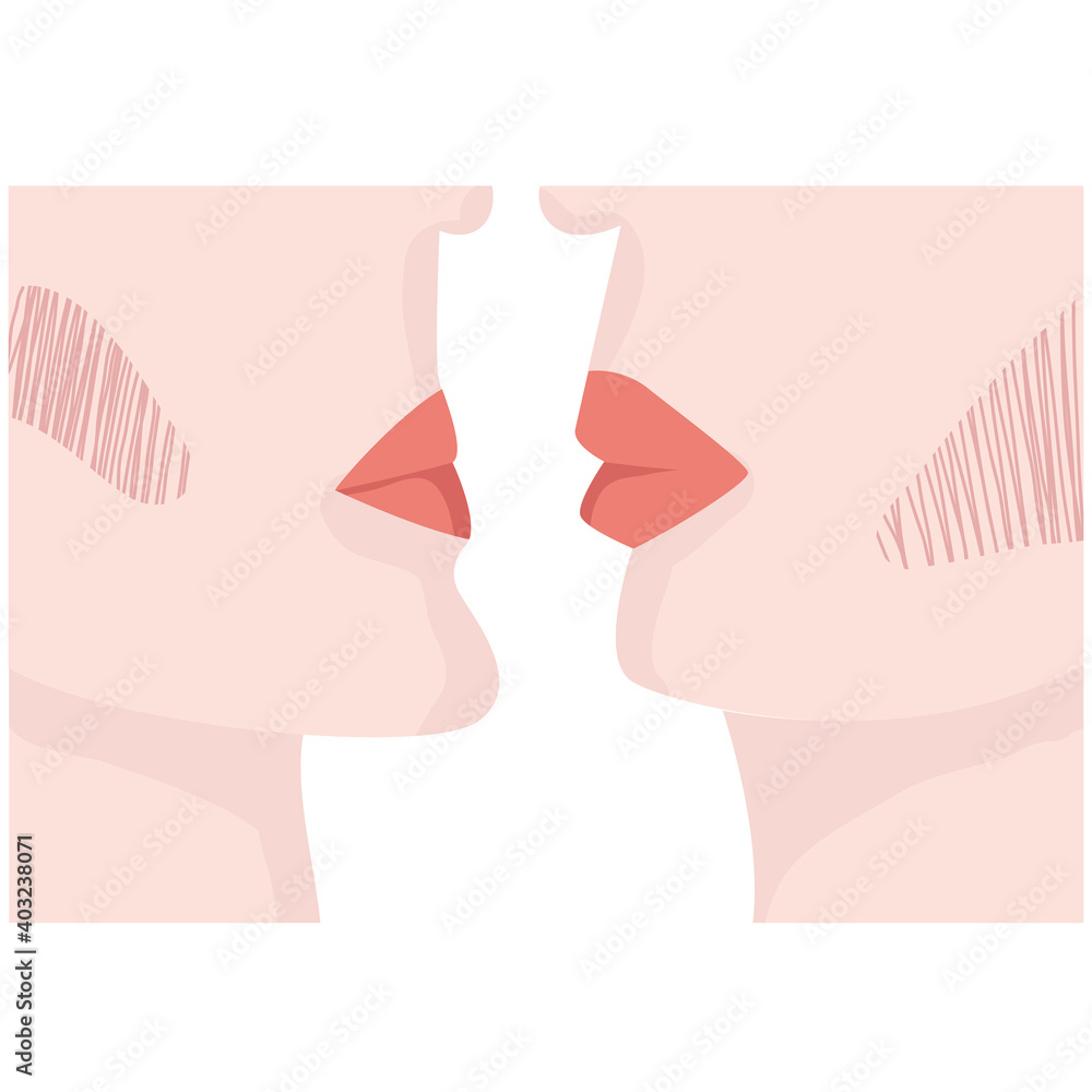 Red lips of two enamored people that love each other and kiss. Stock ...