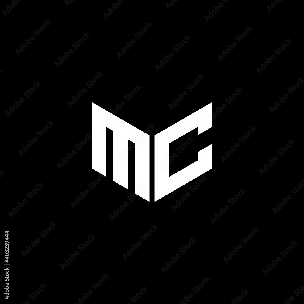 MC letter logo design with black background in illustrator, vector logo ...