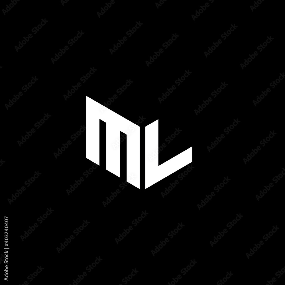 ML letter logo design with black background in illustrator, vector logo ...