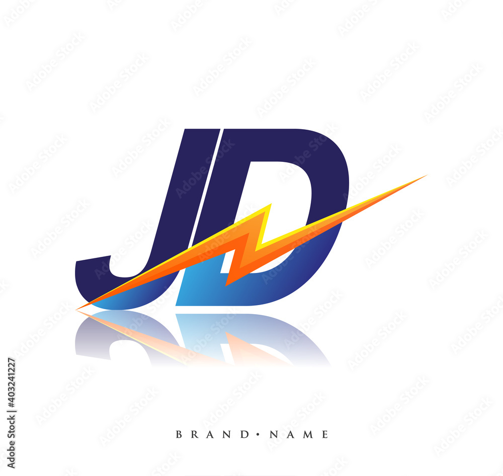 Letter JD logo with Lightning icon, letter combination Power Energy ...
