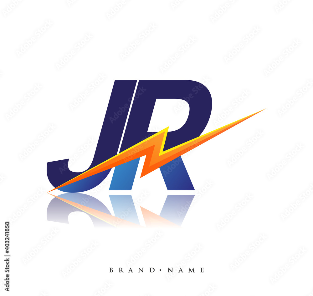 Letter JR logo with Lightning icon, letter combination Power Energy ...