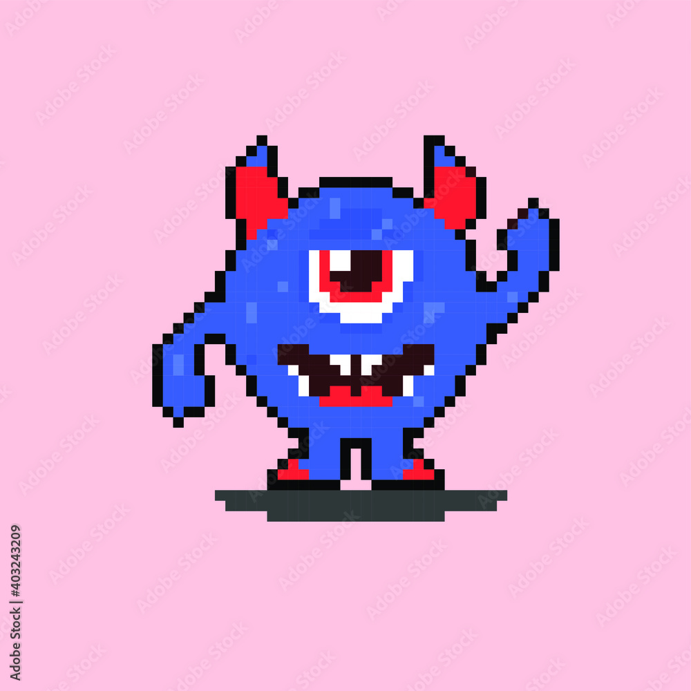 Monster vector illustration in pixel art Stock Vector | Adobe Stock