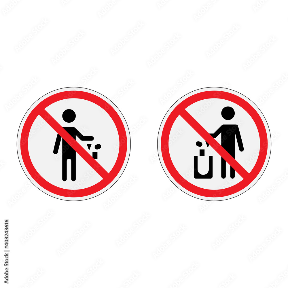 No littering vector sign illustration isolated on white background ...