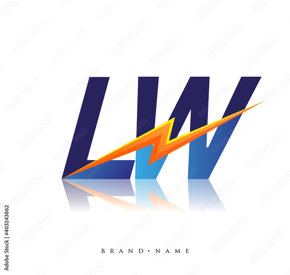 Letter LW logo with Lightning icon, letter combination Power Energy ...