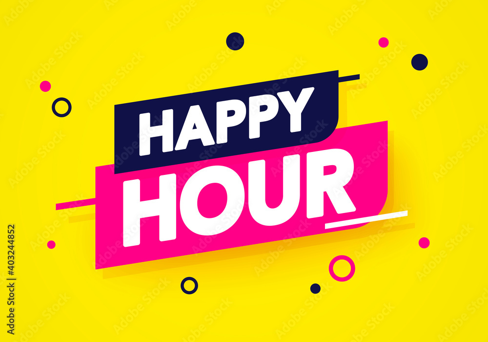 Vector Illustration Dynamic Happy Hour Label Stock Vector | Adobe Stock