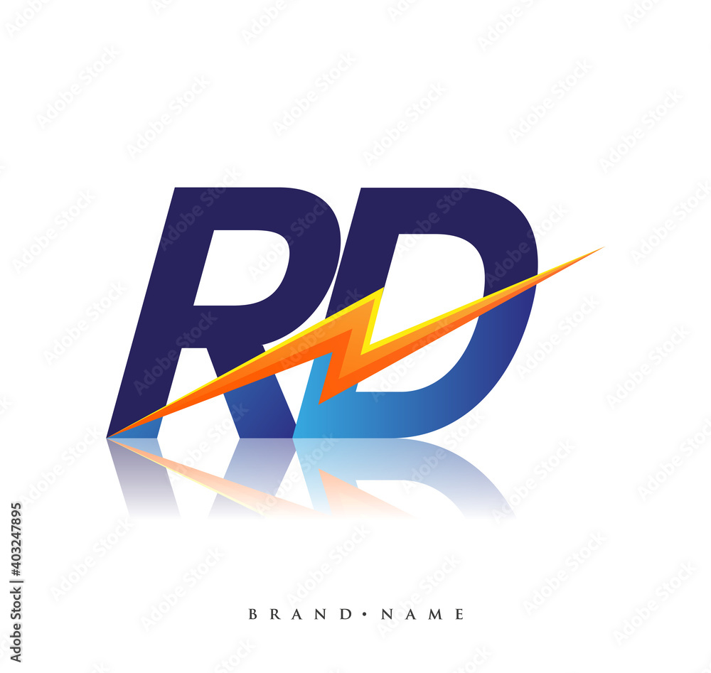Letter RD logo with Lightning icon, letter combination Power Energy ...