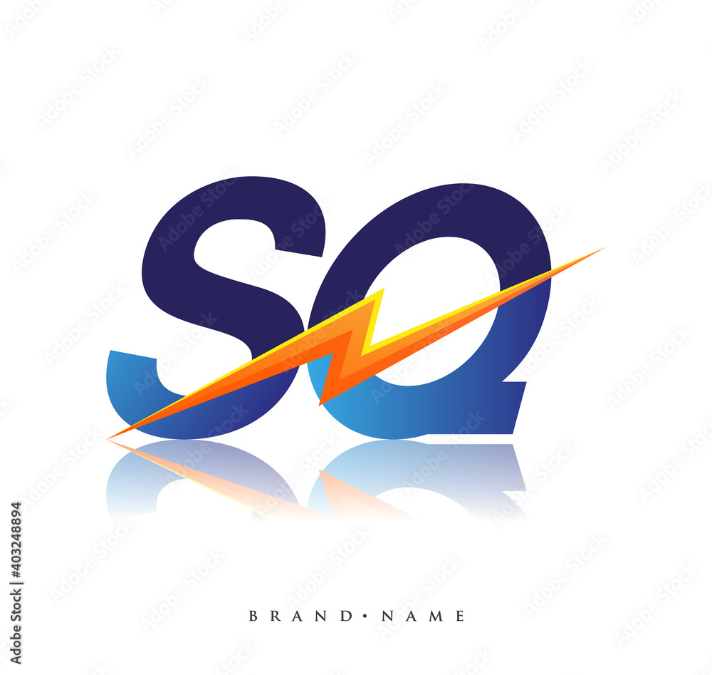 Letter SQ logo with Lightning icon, letter combination Power Energy ...