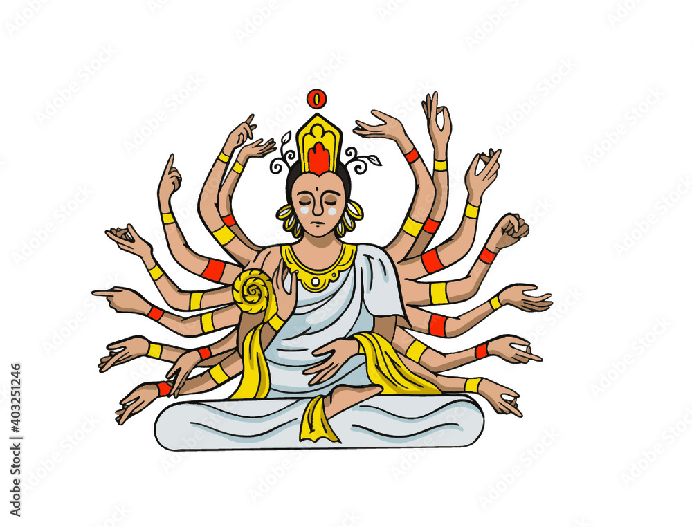 Shiva cartoon illustration Stock Vector | Adobe Stock