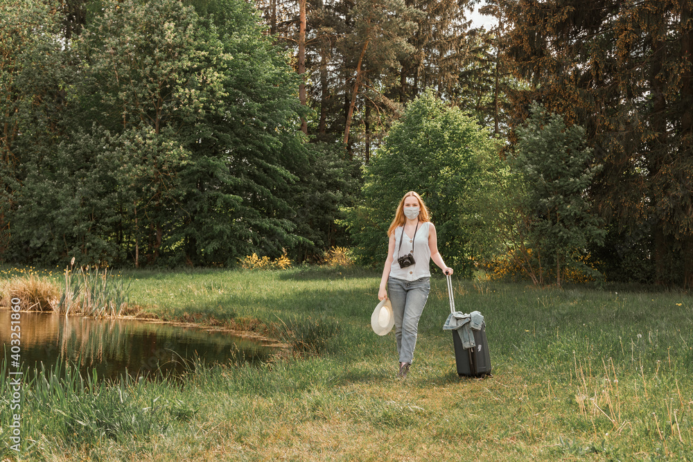 Staycations,Social distance. gen z travels alone suitcase to the covid ...