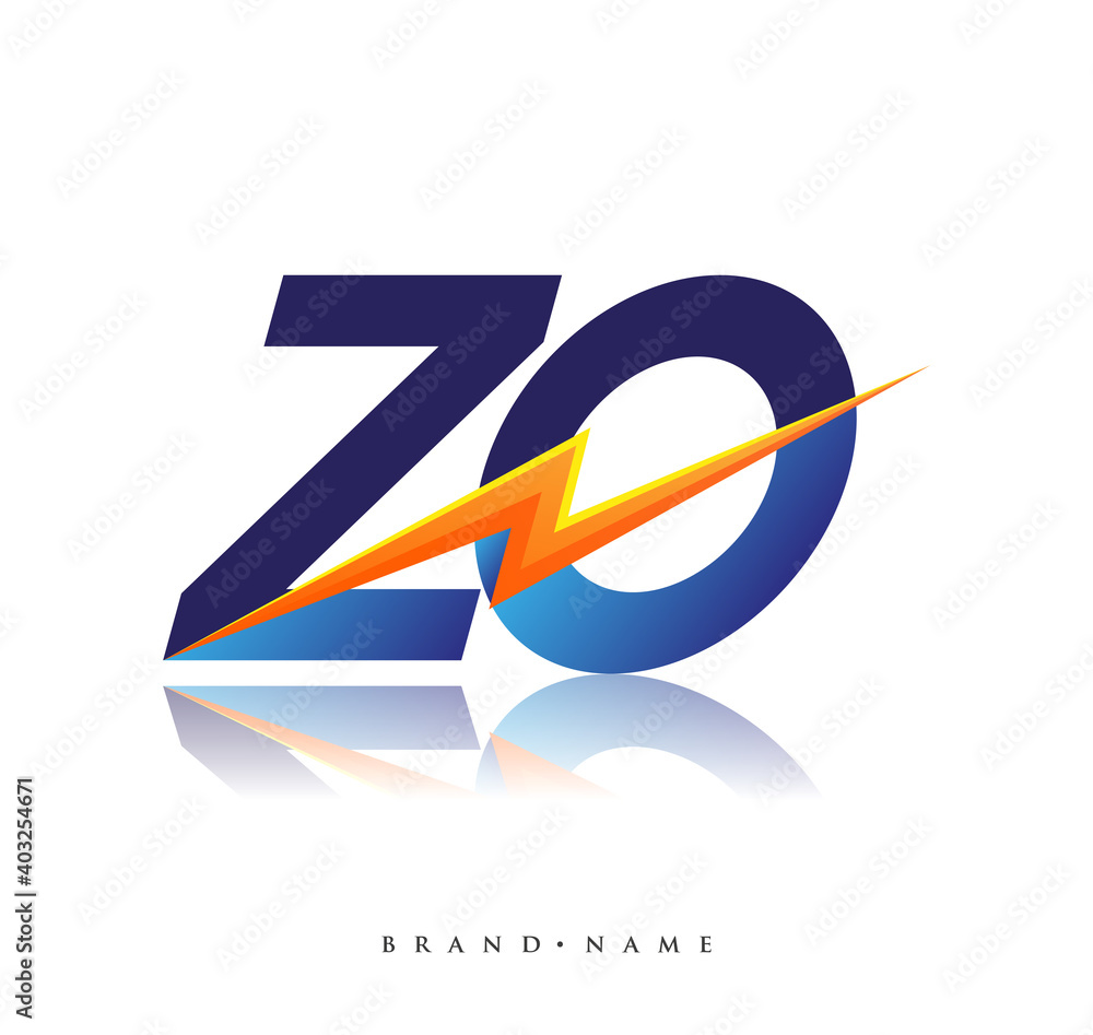 Letter ZO logo with Lightning icon, letter combination Power Energy ...