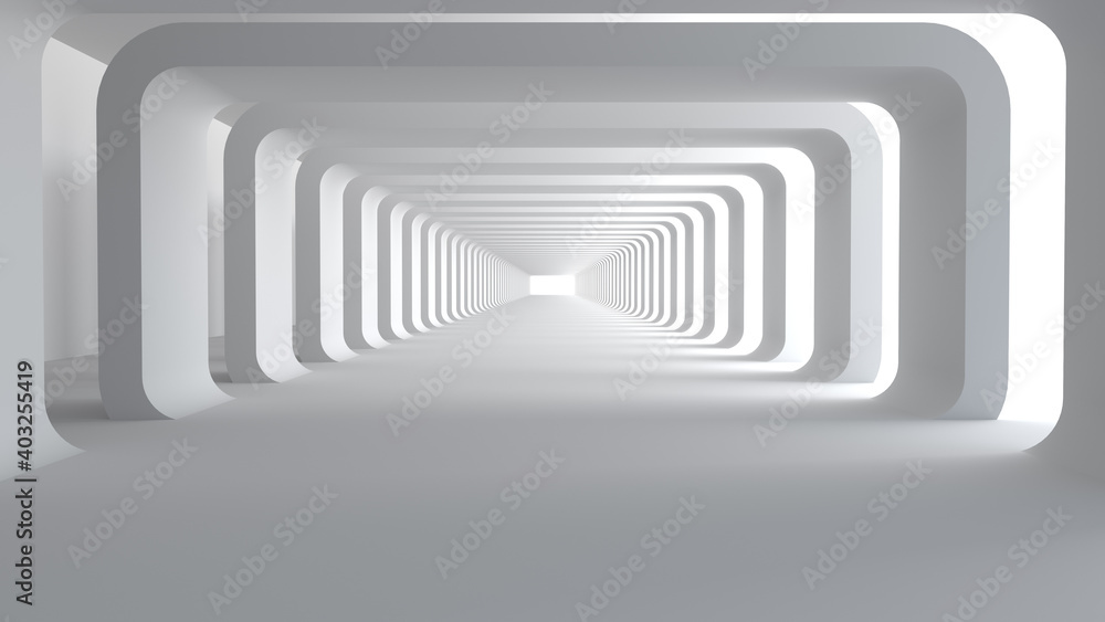 3D rendering of Empty space concrete room and the pathway area ...