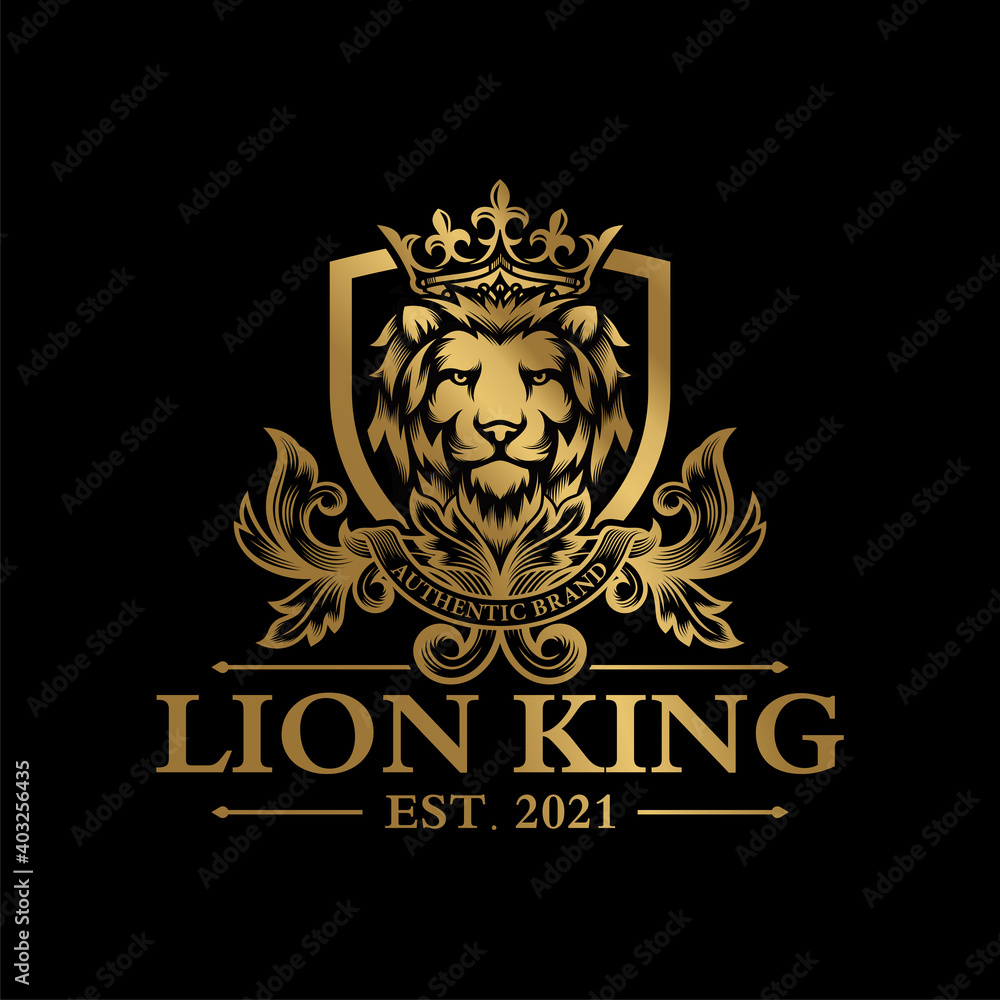 Luxury Golden Royal Lion King logo design inspiration Stock Vector ...