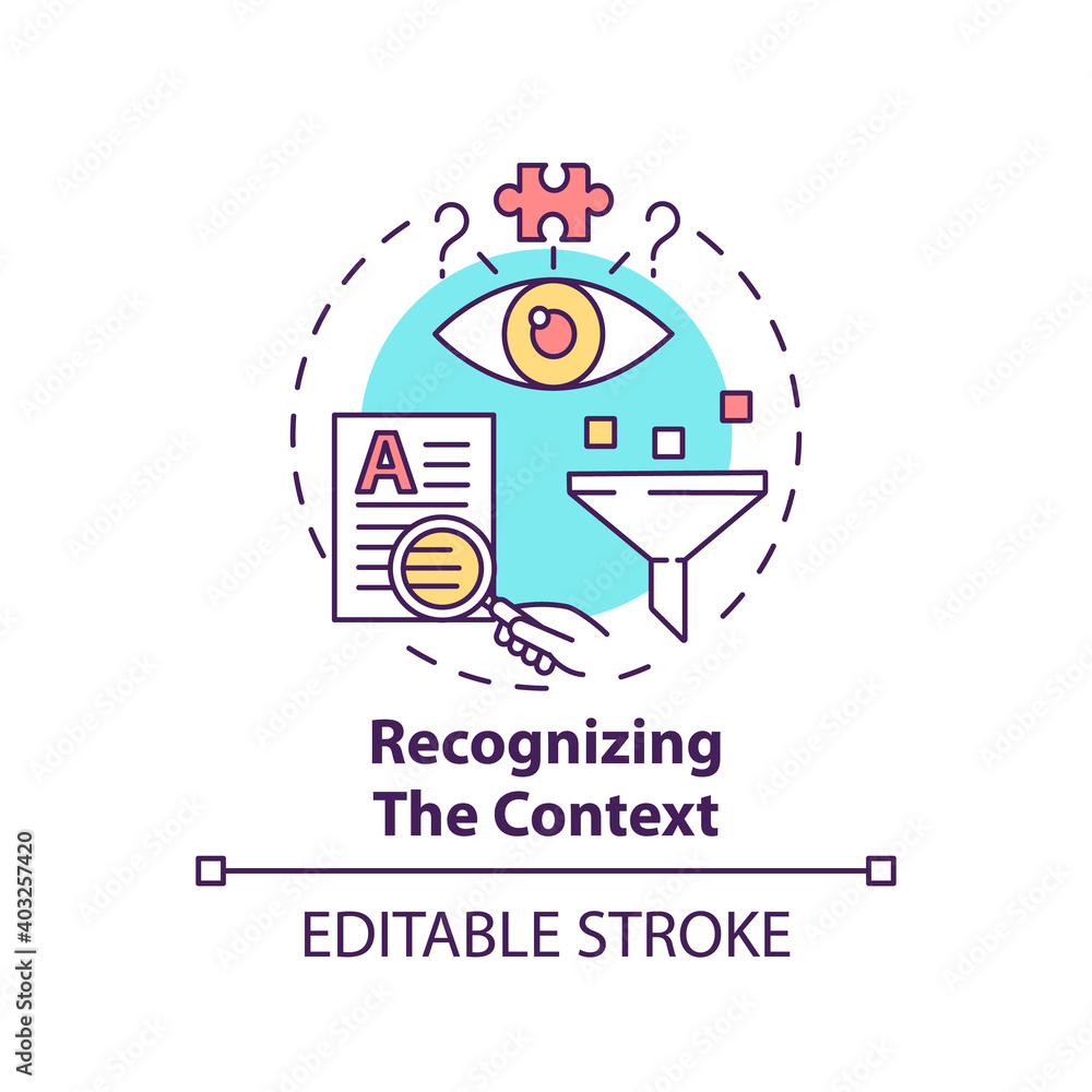 Recognizing context concept icon. Media literacy elements idea thin ...