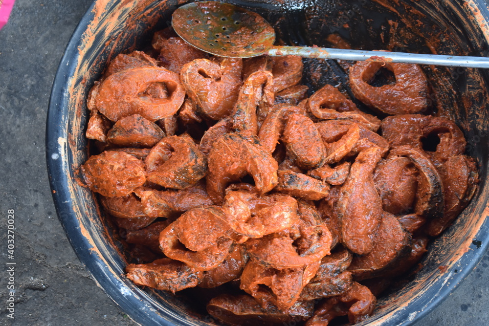 cooking deep frying of crispy tasty fish sea food in hot pan with low ...