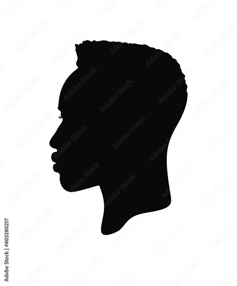 Black African Afro American male portrait face vector silhouette of a ...