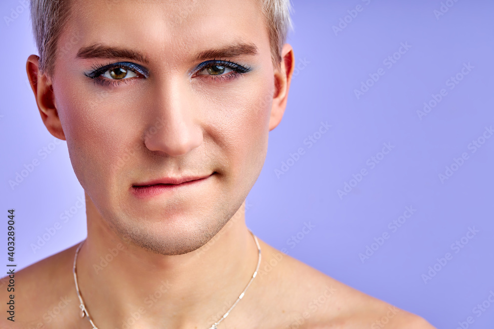 Sexy Gay Want To Be Loved He Bites Lips And Look At Camera Young Shirtless Male Is Member Of