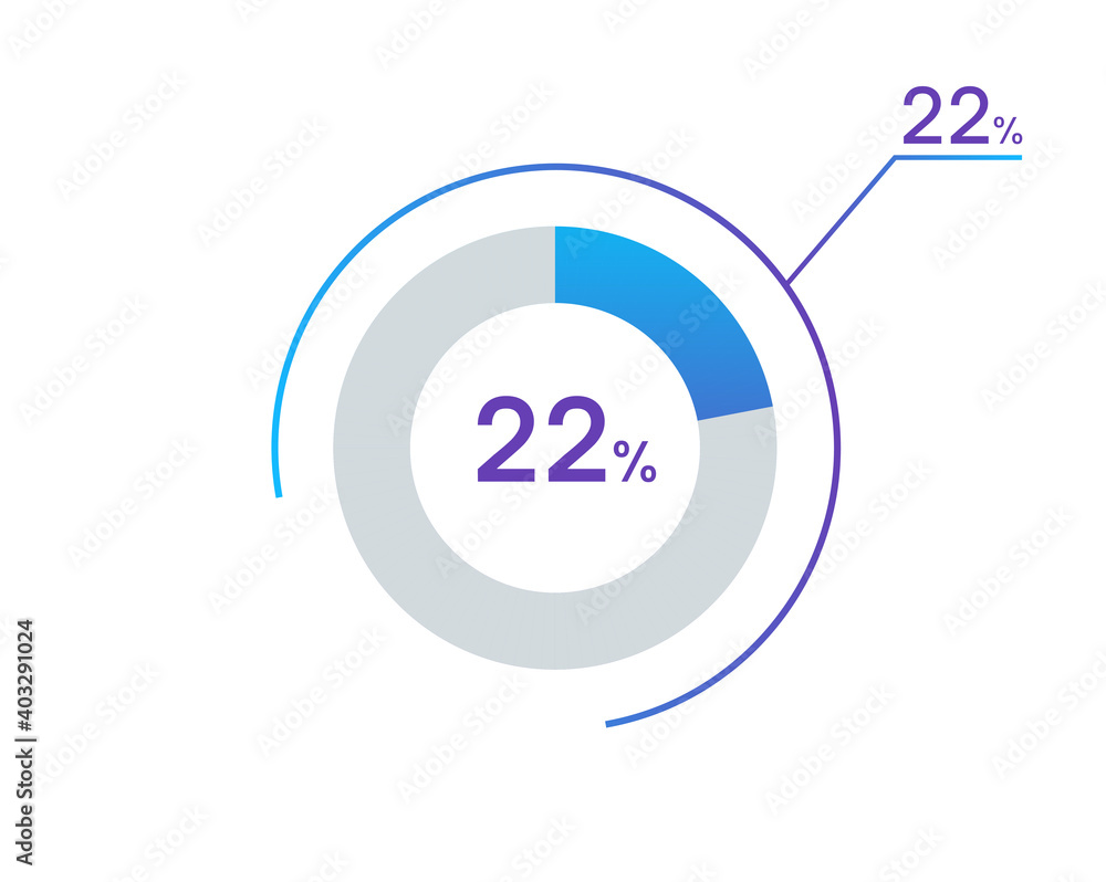 22 percents pie chart infographic elements. 22% percentage infographic ...