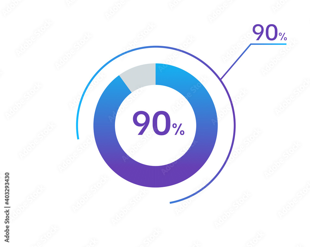 90 Percents Pie Chart Infographic Elements 90 Percentage Infographic