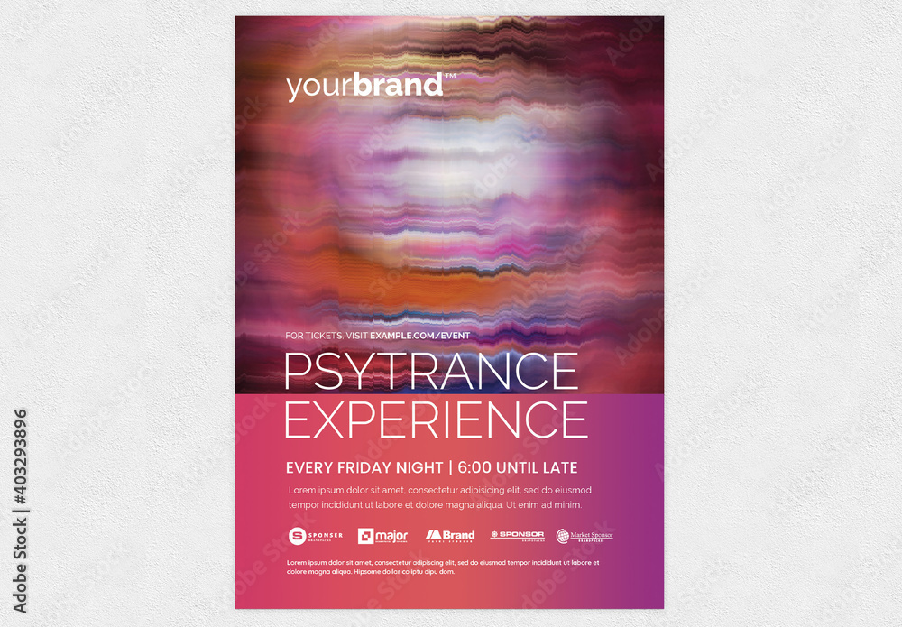 Abstract Club Flyer Template with Psychedelic Pattern Texture Stock ...