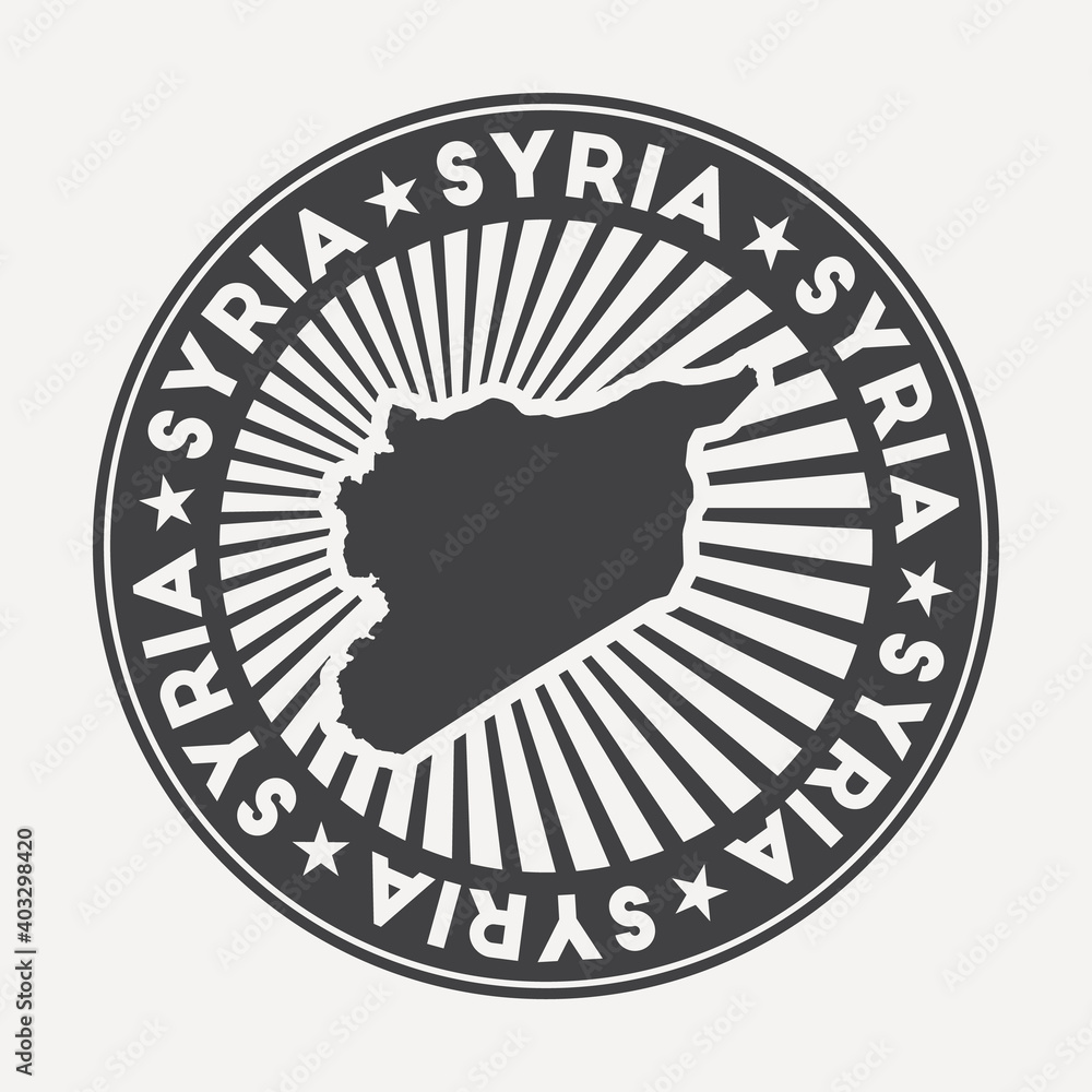 Vetor de Syria round logo. Vintage travel badge with the circular name ...