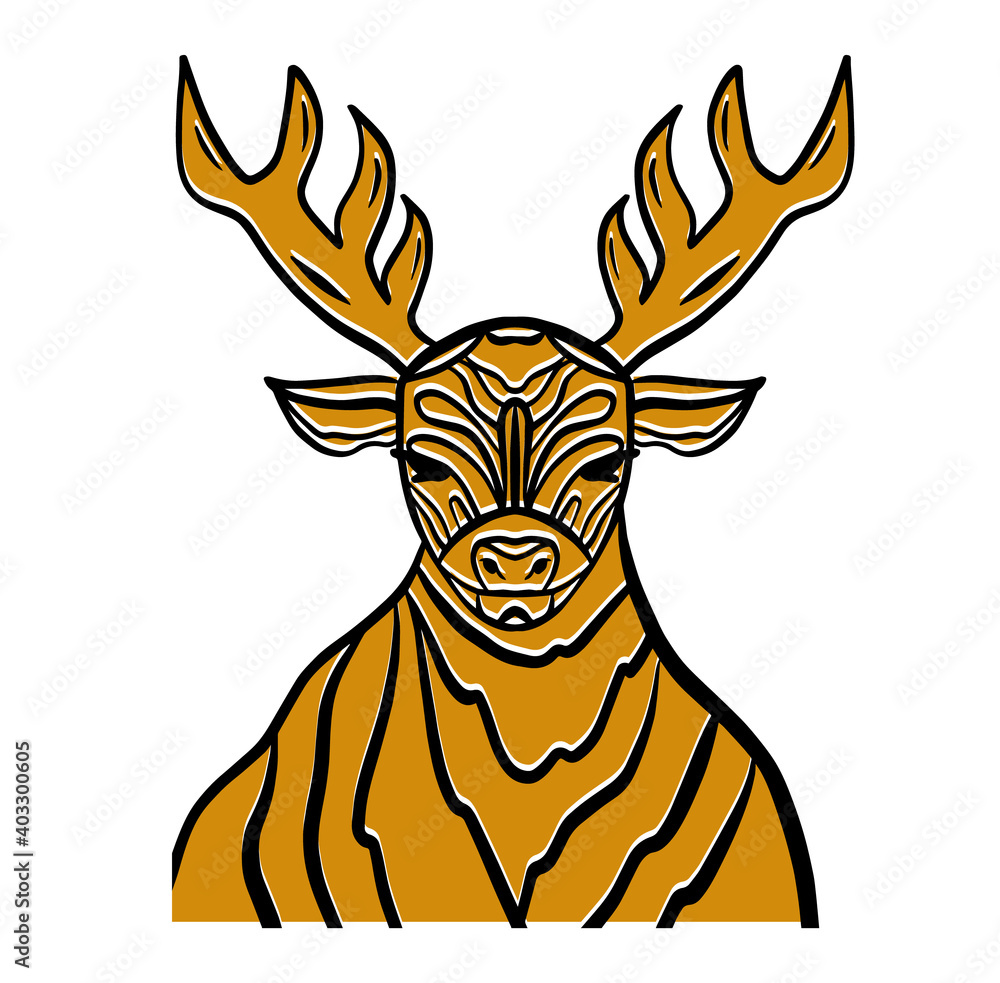 deer head hand drawn in graphic style Stock Vector | Adobe Stock
