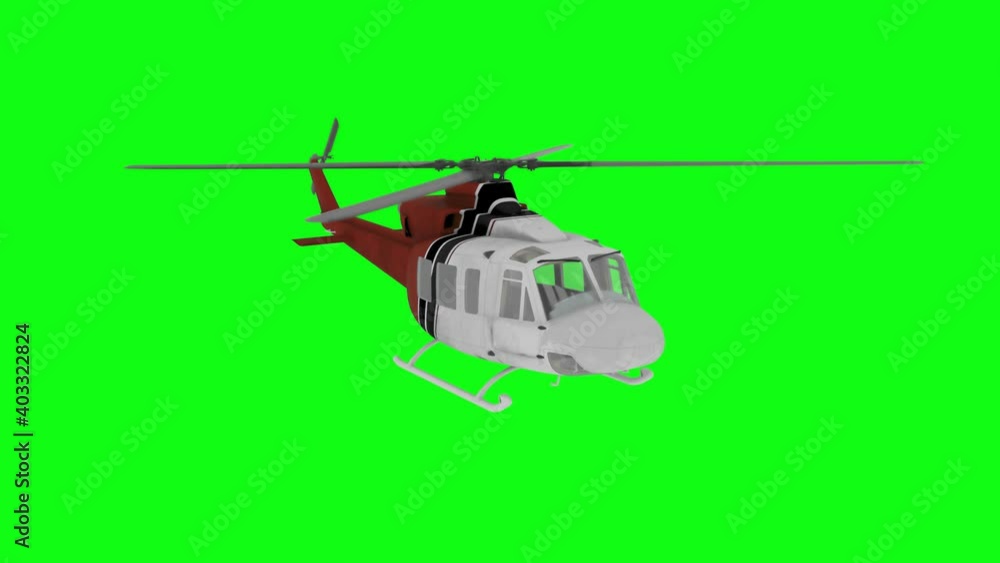 Realistic helicopter flying animation. Top view. Green screen Stock ビデオ ...