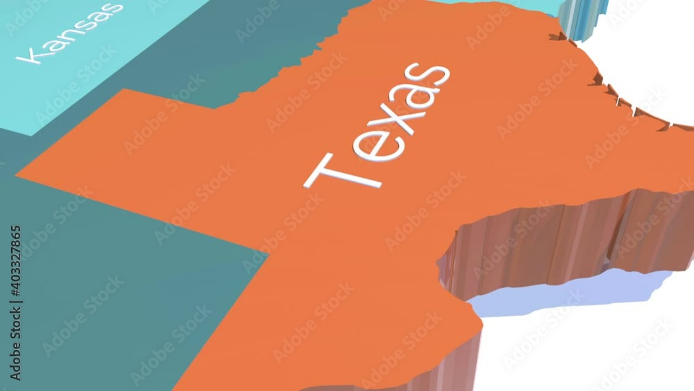 3d map animation showing the state of Texas from the united states of ...