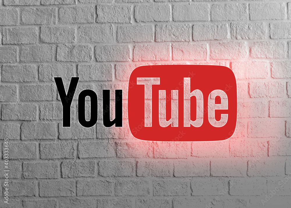 youtube 2 on wall realistic texture Stock Photo | Adobe Stock