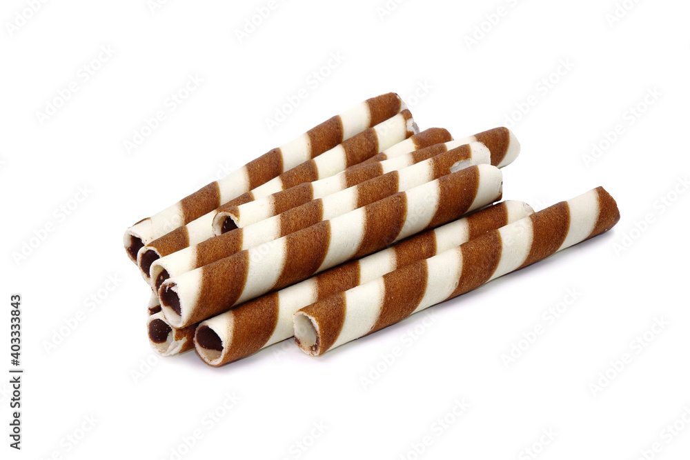 Wafer sticks isolated on white background. Chocolate wafer sticks ...
