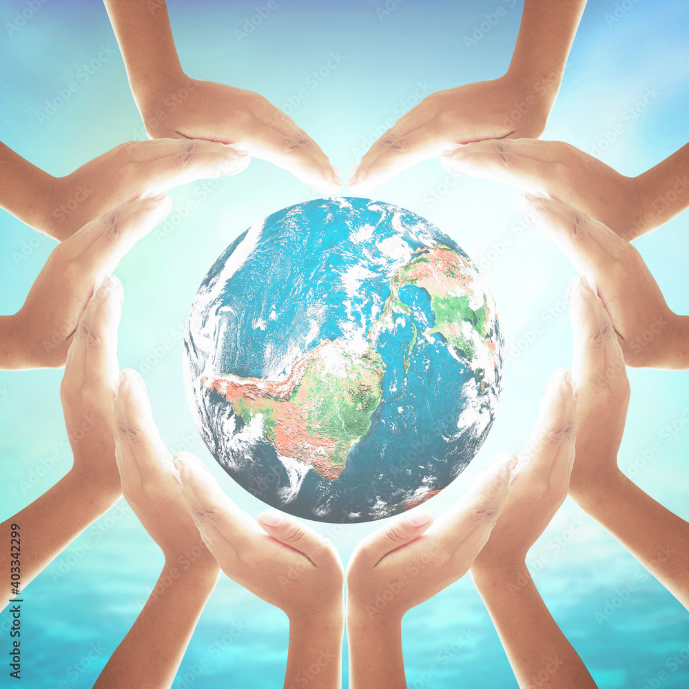 Corporate social responsibility (CSR) concept: Heart shape of hands ...