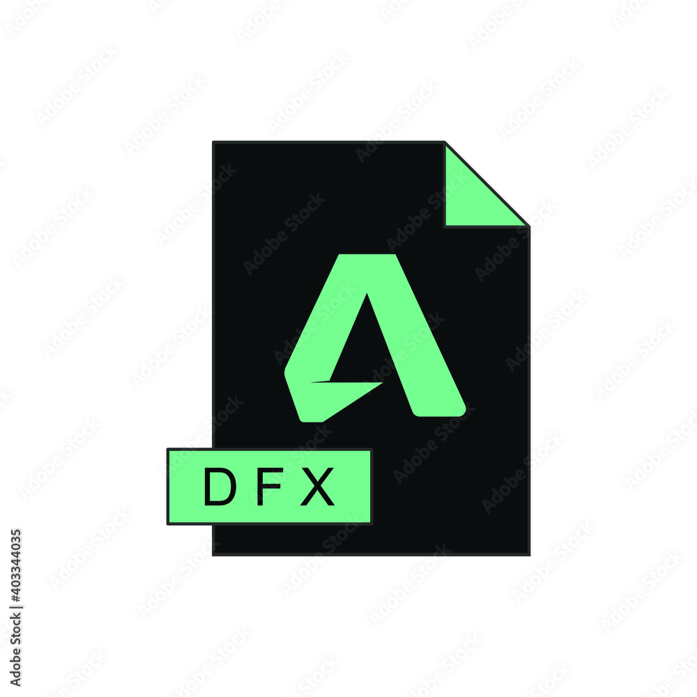 Collection of file formats, DFX. Isolated on an editable blank ...