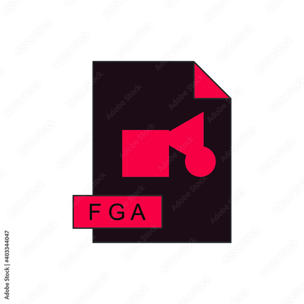 Collection of file formats, FGA. Isolated on an editable blank ...
