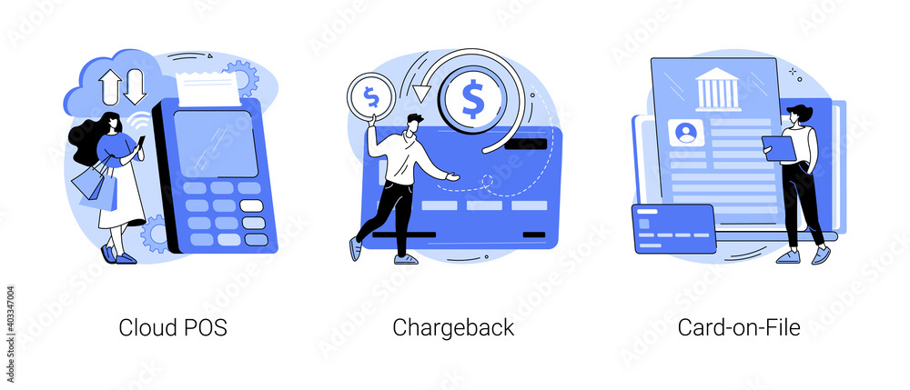 Retail software abstract concept vector illustration set. Cloud POS ...