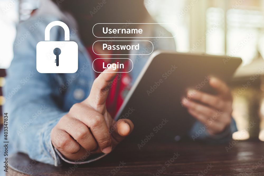 Teenage girl Logging in to access the system. Personal password Through ...