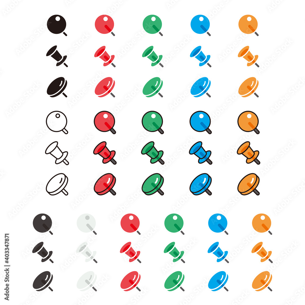 ピン（画びょう・マップピン等）アイコンセット Stock Vector | Adobe Stock