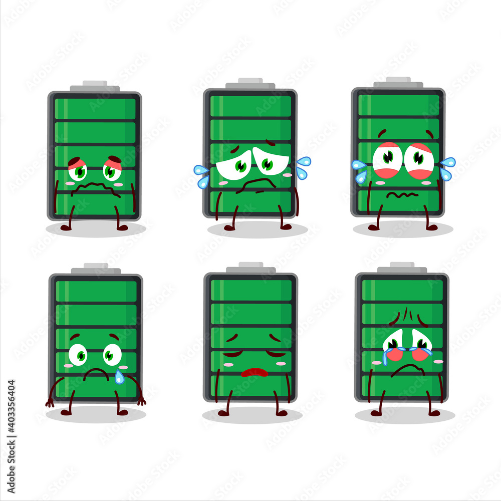 Fully charge battery cartoon character with sad expression Stock Vector ...