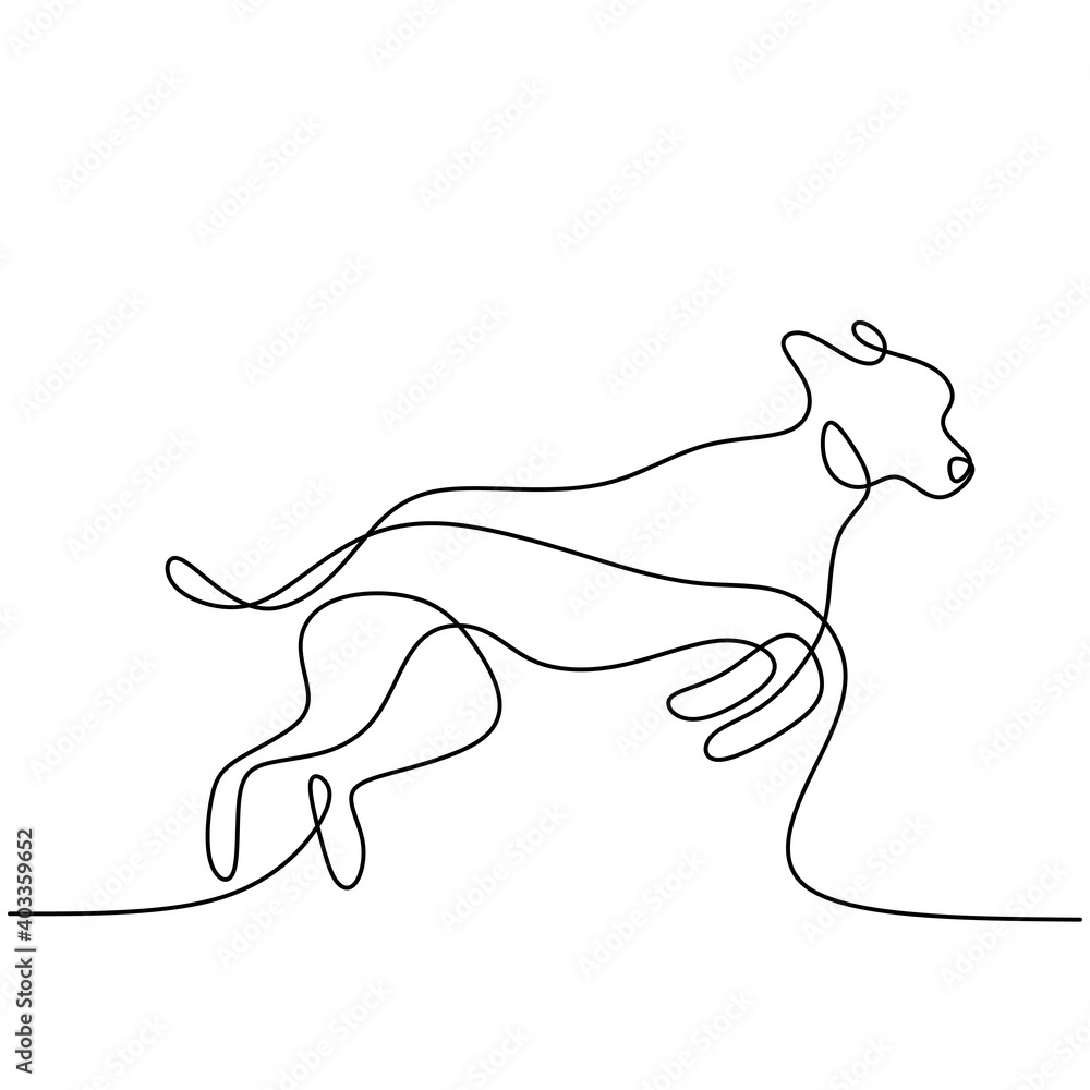 Hound dog one continuous line drawing on white background. Funny doggy ...