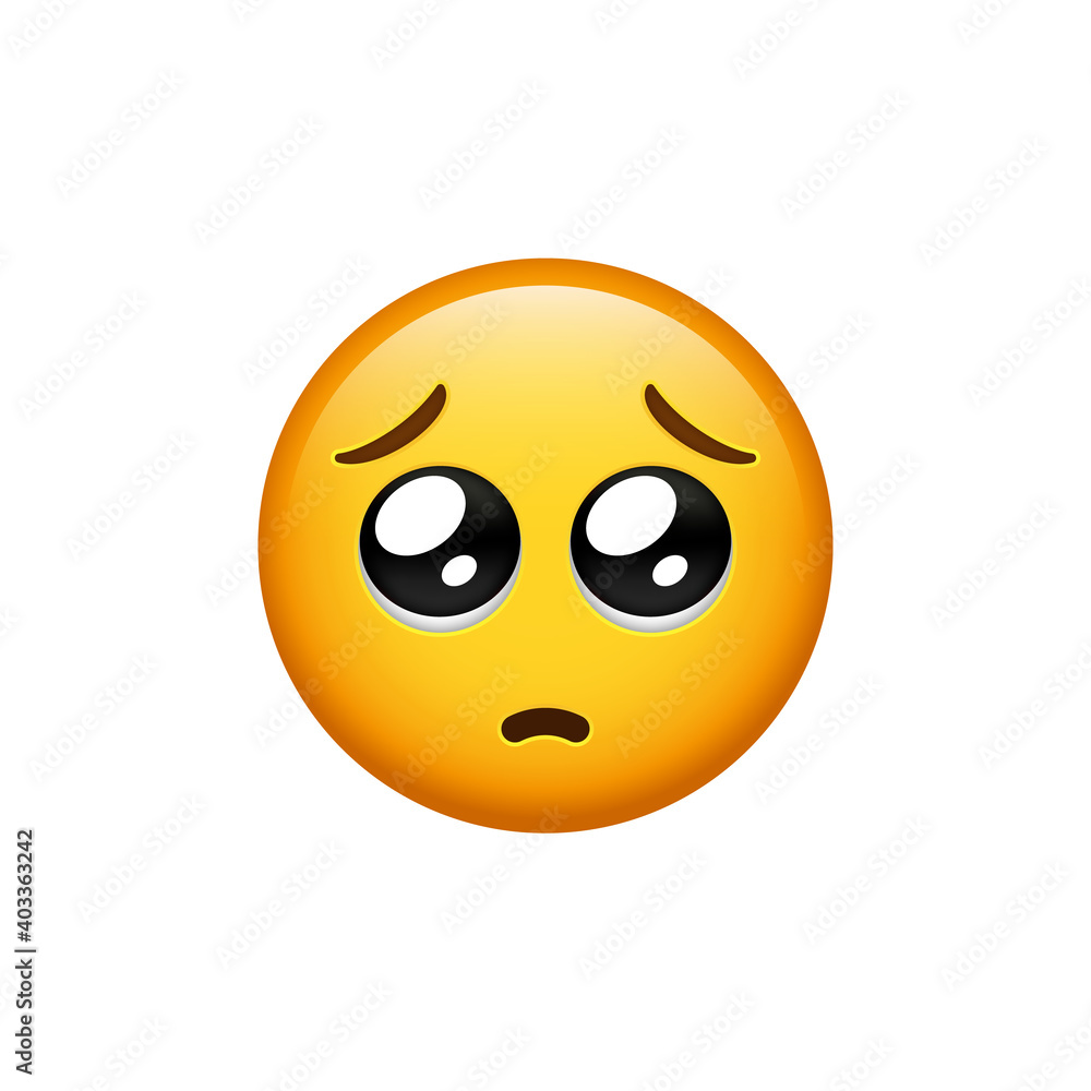 Vecteur Stock Pleading emoji with furrowed eyebrows, Face with Pleading ...