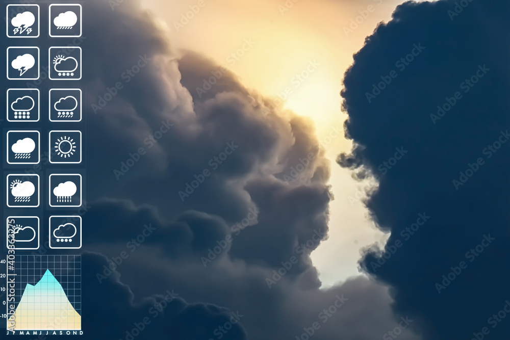 Weather forecast symbol data presentation with graph and chart on ...