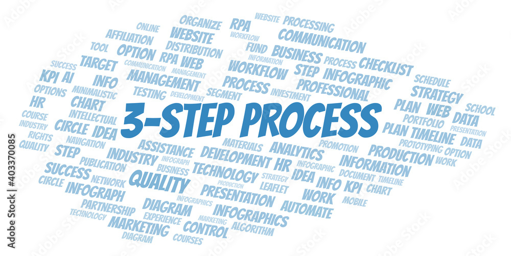 3-Step Process typography word cloud create with the text only. Stock ...