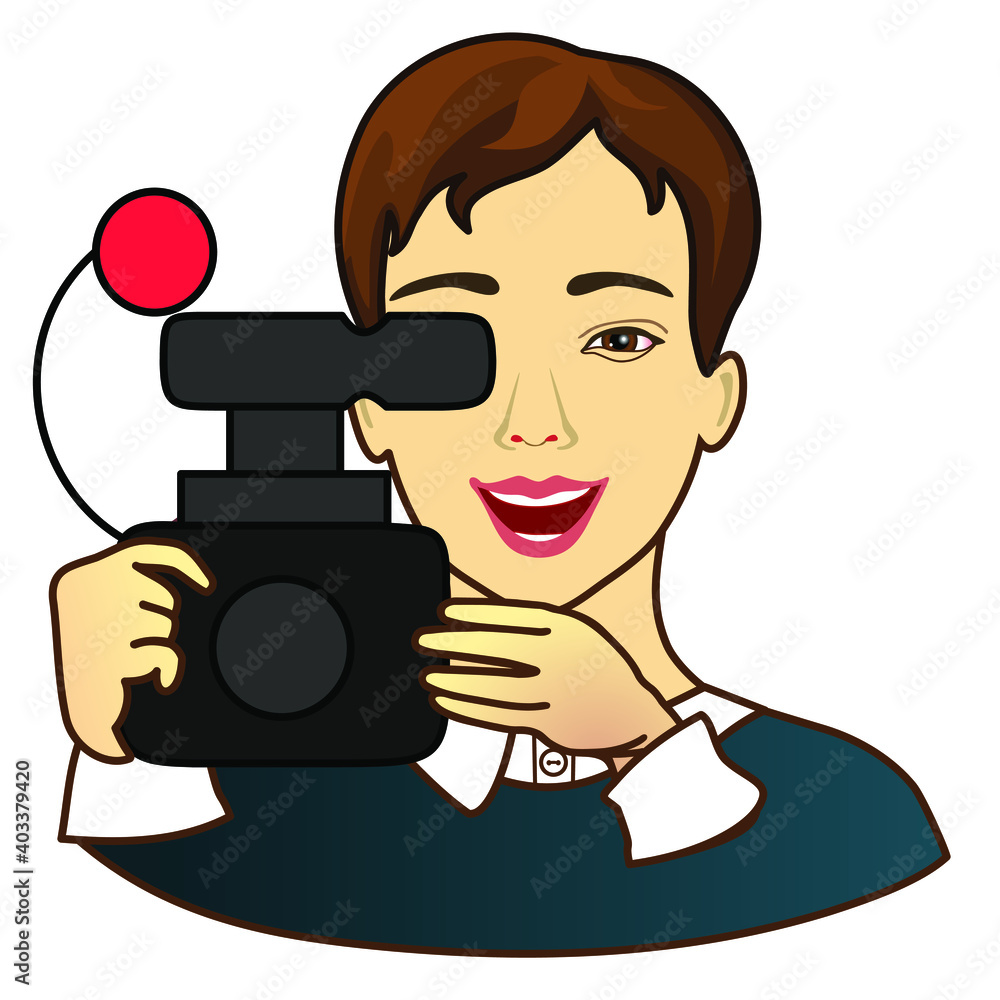 emoji with professional tv cameraman that is shooting a video for a ...