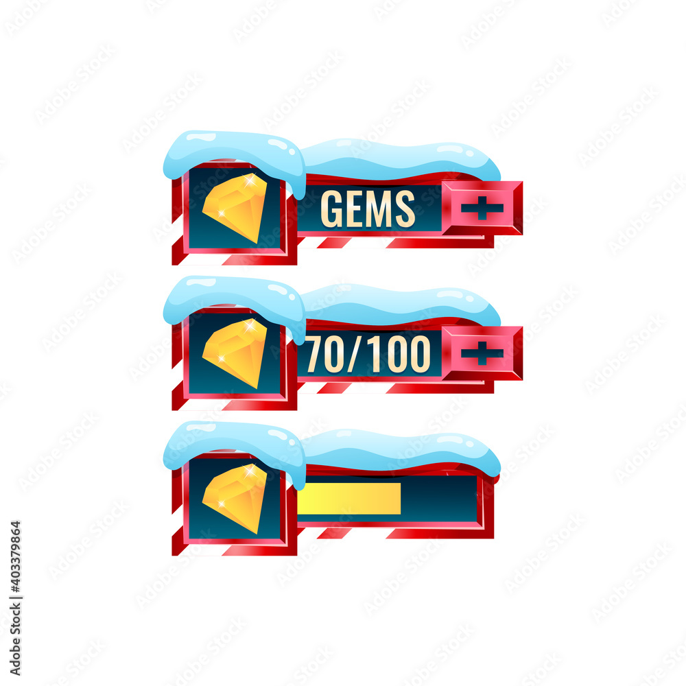 set of snow winter christmas game ui gems diamond bar with numeric and ...